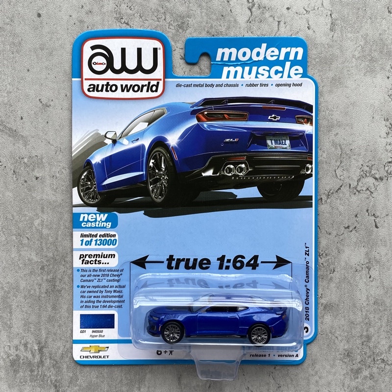 AUTO WORLD AW 1:64 MODERN MUSCLE 2018 CHEVY CAMARO ZL1 | 蝦皮購物