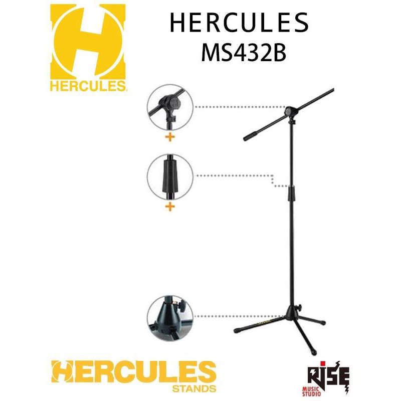 HERCULES MS432B 麥克風架 斜桿式 含台製麥克風夾頭【又昇樂器.音響】 | 蝦皮購物