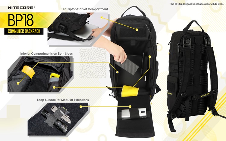 Nitecore BP18 18L 防水旅行背包多功能通勤徒步釣魚運動軍用背包 | 蝦皮購物