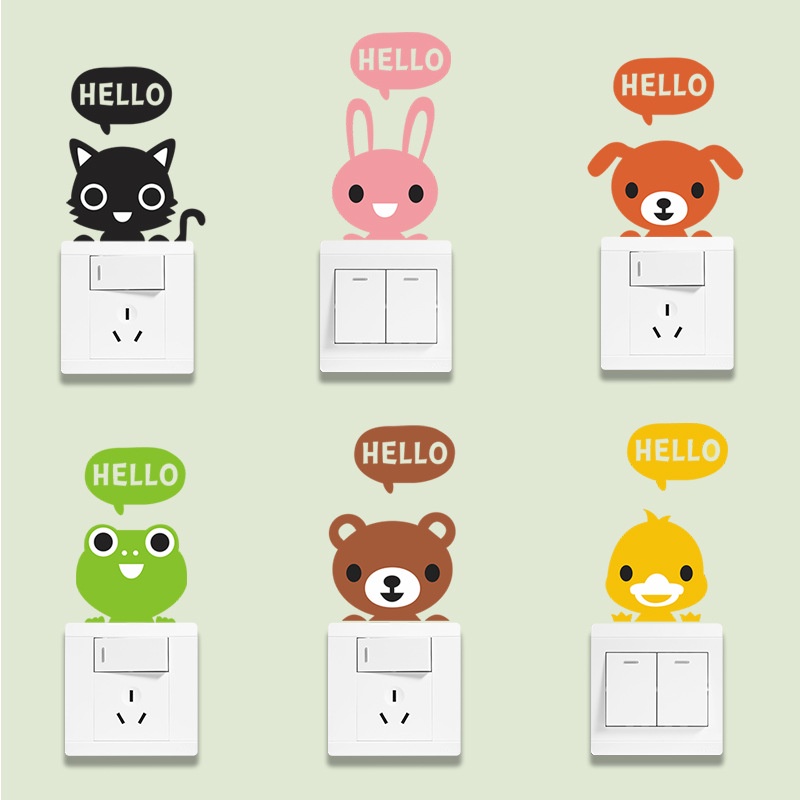 五象設計 卡通可愛動物 HELLO switch 貼紙牆壁家居裝飾牆貼自粘 | 蝦皮購物