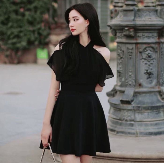 🎀 Hanagirl 🎀 正韓洋裝👗👗 名媛奶茶色約會 仙氣 雪紡洋裝 露肩洋裝 婚禮洋裝 禮服 E058 | 蝦皮購物