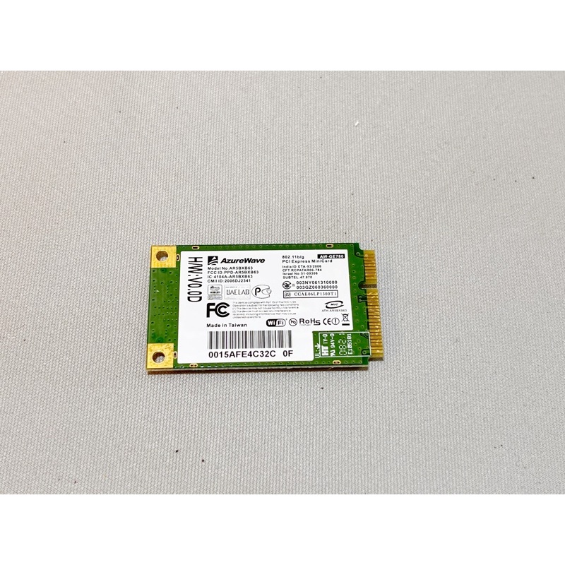 [二手]無線網路卡 AzureWave AW-GE780 MINI-PCIE 介面 minipci-E 無線網卡 | 蝦皮購物