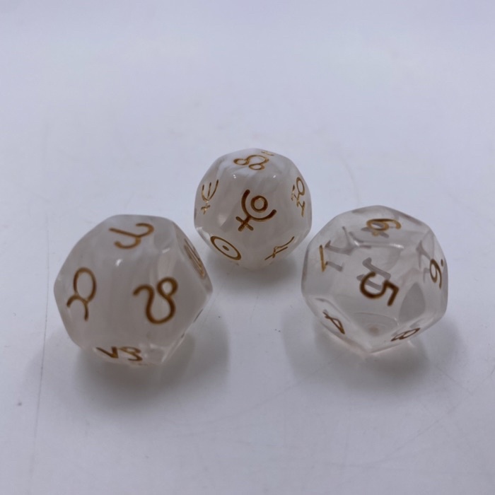 🔮薰詩奈🌻現貨 占星骰子套裝三顆組｜附中文說明書 雙色星空12面符號色子 星座占卜骰子 12面遊戲用骰 桌遊配件 占星工 | 蝦皮購物