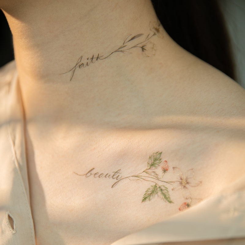 PAPERSELF｜花間絮語 Flower Script 2(2入)｜花語祝福紋身貼紙防水半永久個性微刺青色鉛筆英國原創 | 蝦皮購物