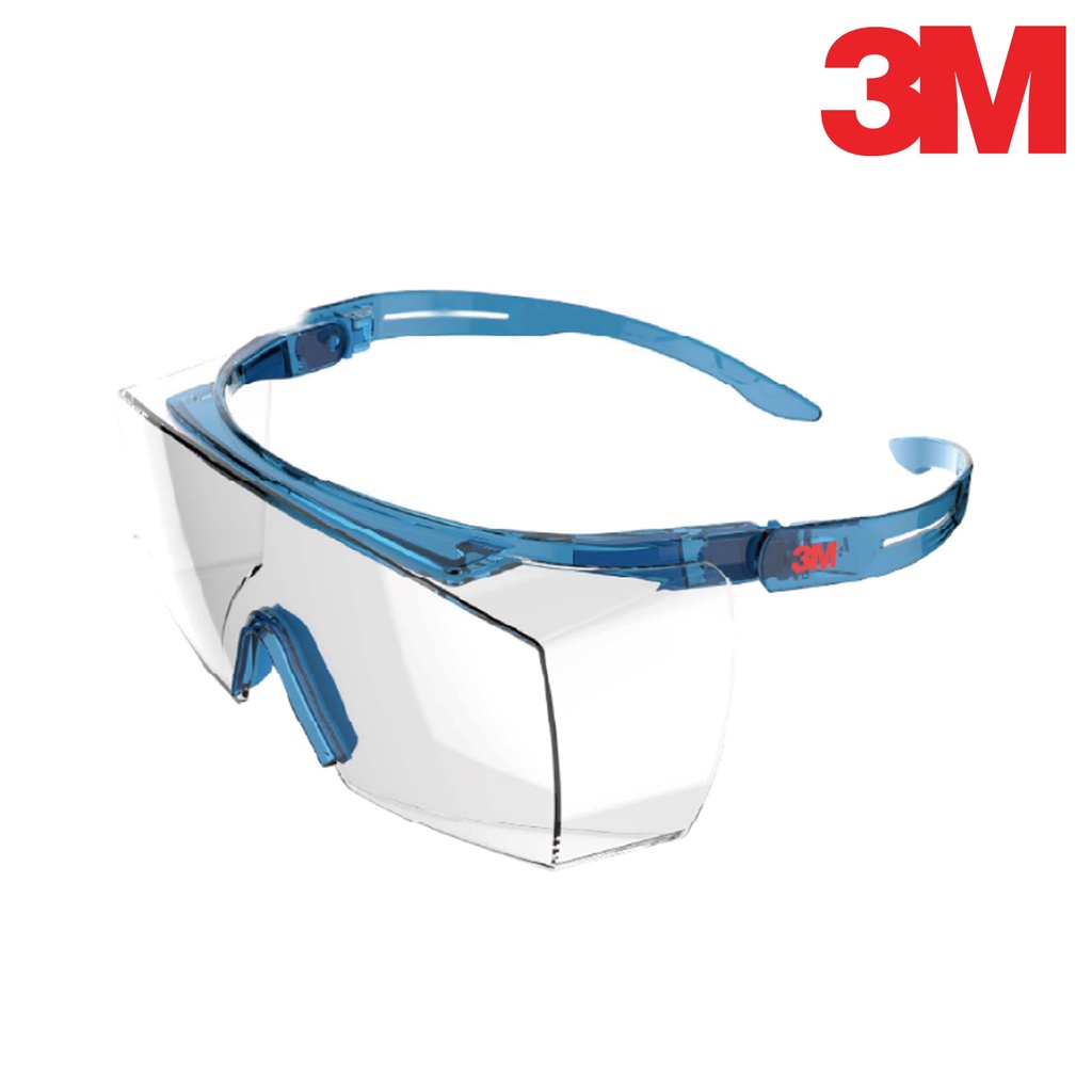 3M 防霧防刮 安全護目鏡 SF3700系列(藍色鏡框、上眉護片) (戴眼鏡也可配戴) 【傑群工業補給站 | 蝦皮購物