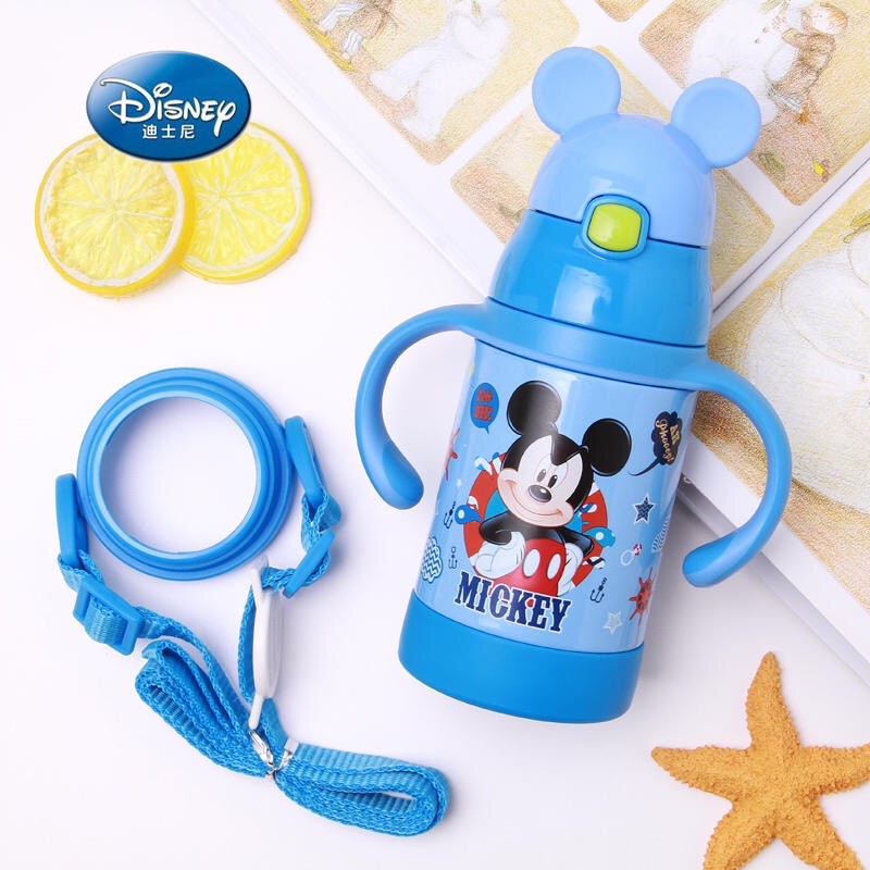 ♫開發票《台灣出貨台灣師傅免費刻字》380ml兒童迪士尼手柄背帶吸管水壺 316不鏽鋼保溫瓶 米奇米妮冰雪奇緣麥坤 | 蝦皮購物