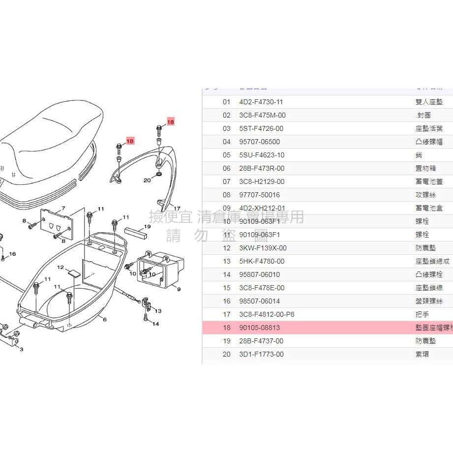 撿便宜 料號 90105-08813YAMAHA山葉原廠料號 90105-08813 墊圈座帽螺栓 勁戰二代 原廠 後架 | 蝦皮購物
