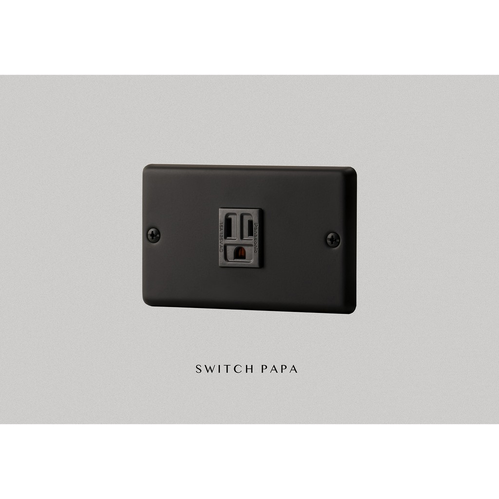 開關拔拔switchpapa工業風 北歐風 無印風 消光霧黑日式附接地1插（國際牌） | 蝦皮購物
