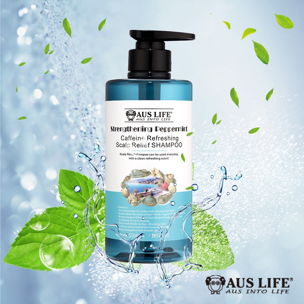 AUS LIFE 澳思萊 咖啡因健髮洗髮精(頭皮養護專用)550ml (咖啡因薄荷舒涼洗髮精) | 蝦皮購物