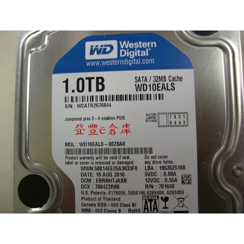 【登豐e倉庫】 YF24 藍標 WD10EALS-00Z8A0 1TB SATA2 硬碟 | 蝦皮購物