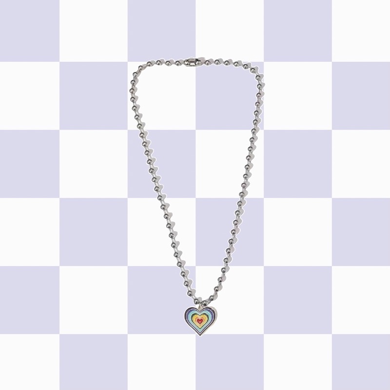 現貨｜SAUVAGES rainbow heart chain necklace 彩色愛心項鍊 | 蝦皮購物