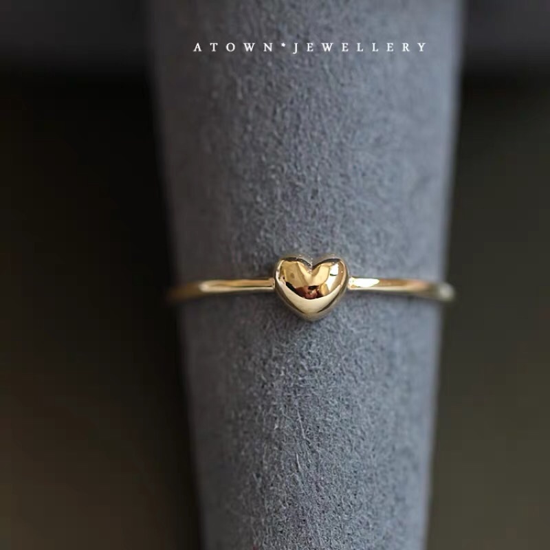 ATOWN 輕珠寶 9K金 愛心戒指 可愛胖胖愛心細戒指 | 蝦皮購物