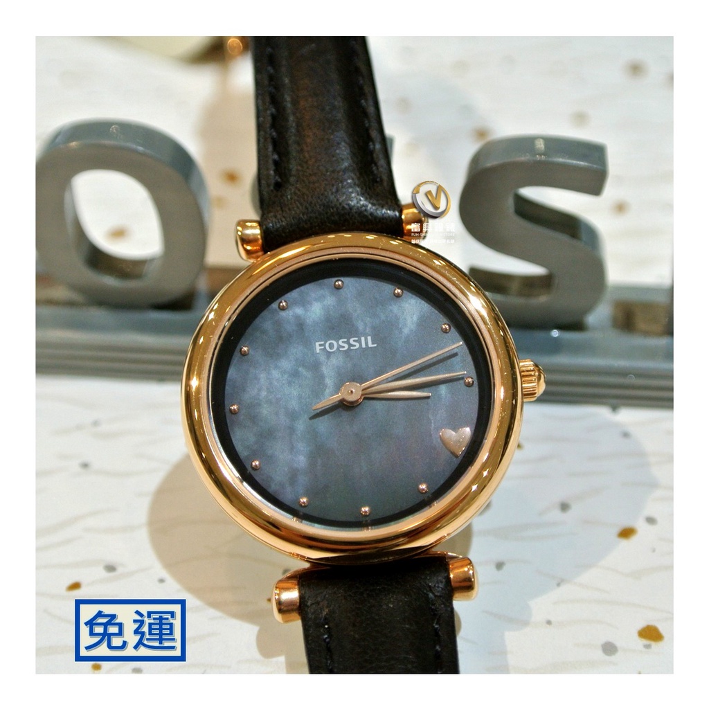 美國FOSSIL 黑珍珠母貝+黑皮革女錶-玫瑰 ☆公司貨☆ES4506☆實體店面☆富興鐘錶 | 蝦皮購物