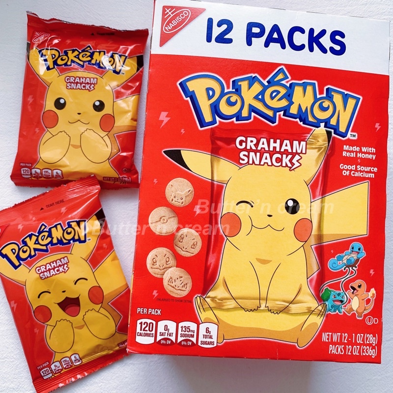 【奶油奶油】🉐特價 現貨 美國 Pokémon graham snacks 寶可夢造型餅乾 蜂蜜口味 | 蝦皮購物
