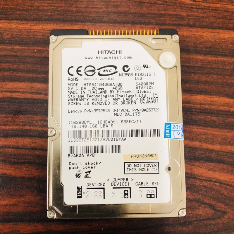 Hitachi HTS541040G9AT00 40GB 5400RPM 2.5" IDE Hard Drive/CNC | 蝦皮購物