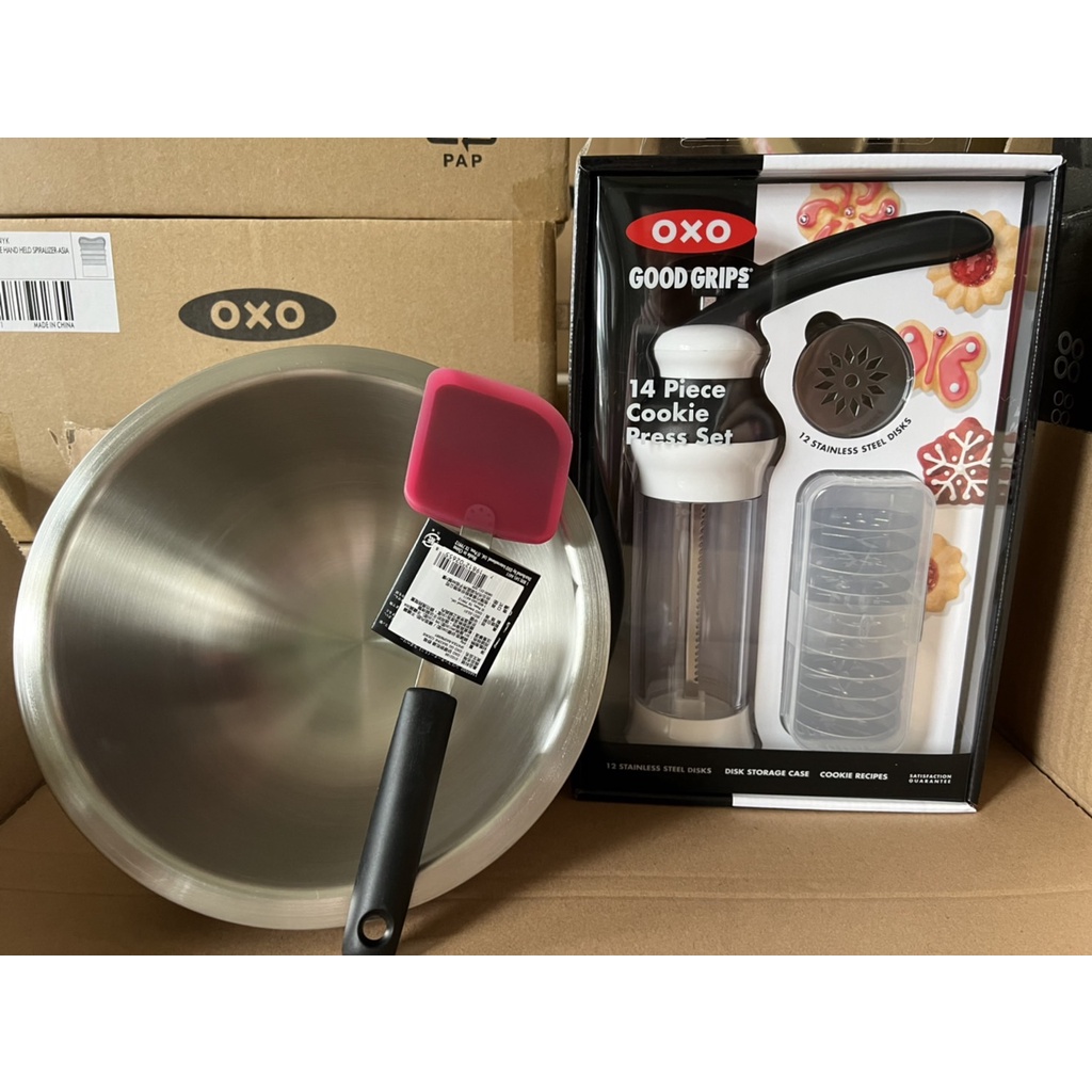 (買就送/599贈漱口水) OXO廚房 (特賣組 任選) 餅乾擠壓器+不鏽鋼攪拌盆+矽膠餅乾鏟 做餅乾 | 蝦皮購物
