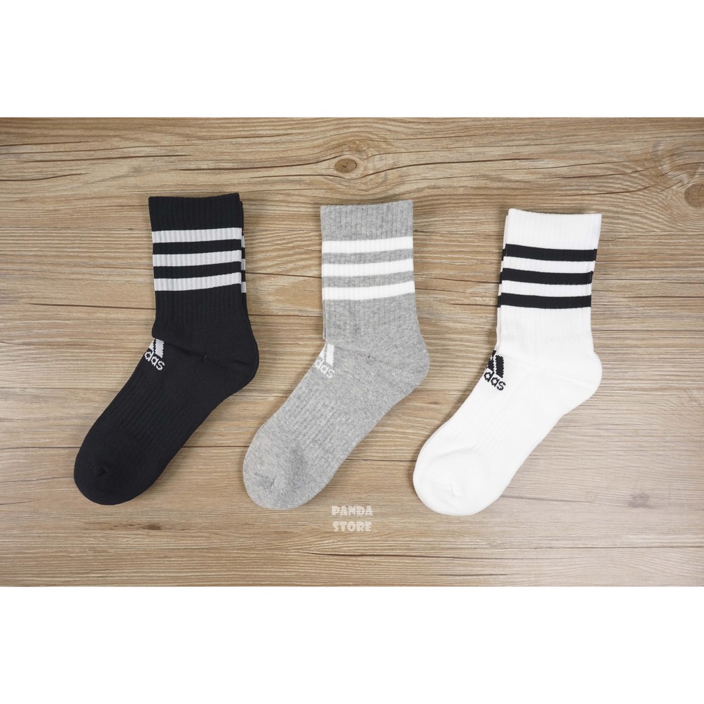 胖達）ADIDAS CUSHIONED 三線 愛迪達 襪子 長襪 FH6628 白 FH6629 黑 男女 | 蝦皮購物