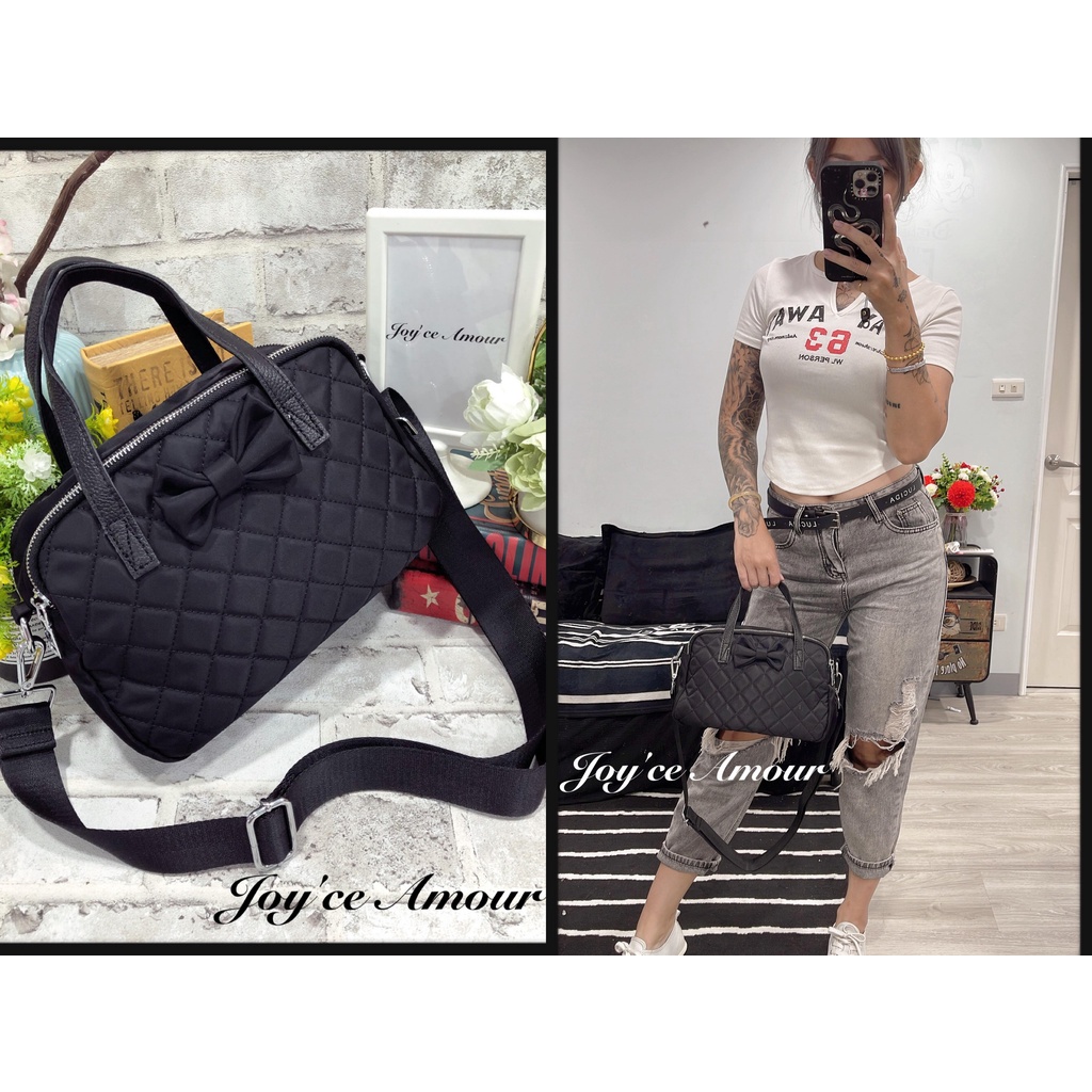 Joy'ce Amour 菱格尼龍布雙隔層蝴蝶結手提/斜背包 | 蝦皮購物