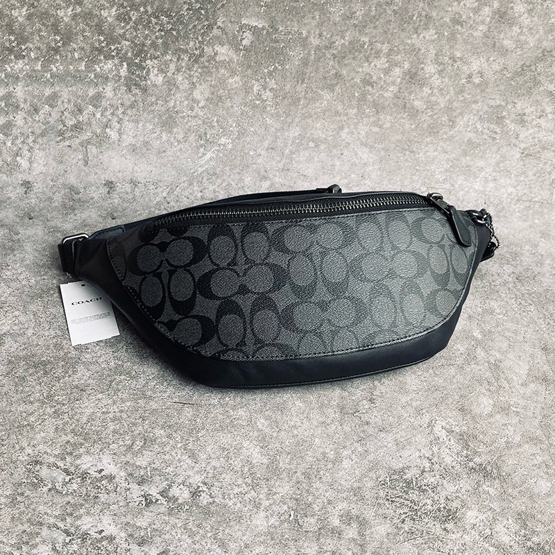 美國百分百【全新真品】Coach 腰包 F79149 經典款 教練包 側背包 logo 黑色 AP24 | 蝦皮購物