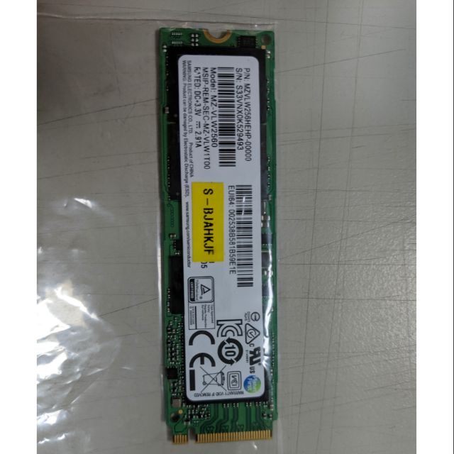 極新品 筆電拆下 三星 PM961 256GB 256G MZVLW256HEHP PCIe3 M.2 SSD NvMe | 蝦皮購物