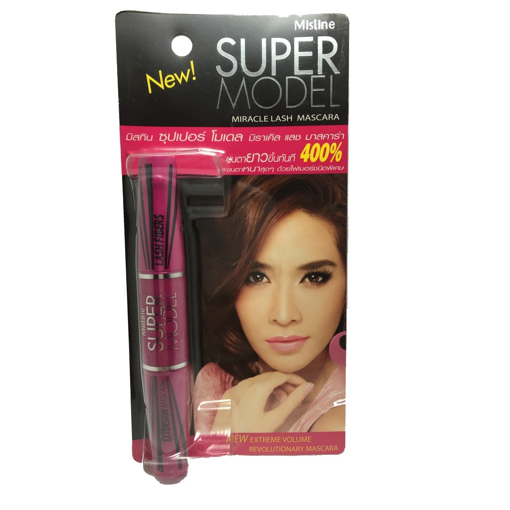 Mistine Super Model 4D 二合一纖長濃密睫毛膏 | 蝦皮購物