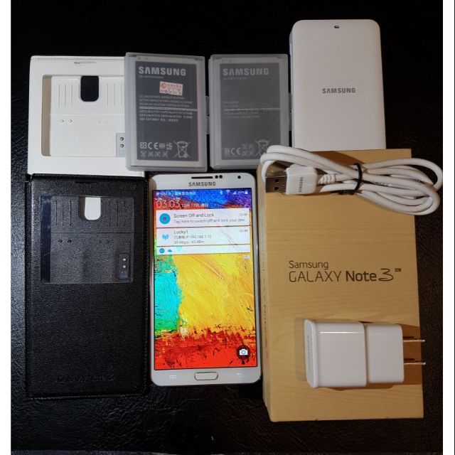 原廠盒裝Samsung Note3 N900U 4G LTE 全頻機,電池*3,座充*1,S-view cover*2 | 蝦皮購物