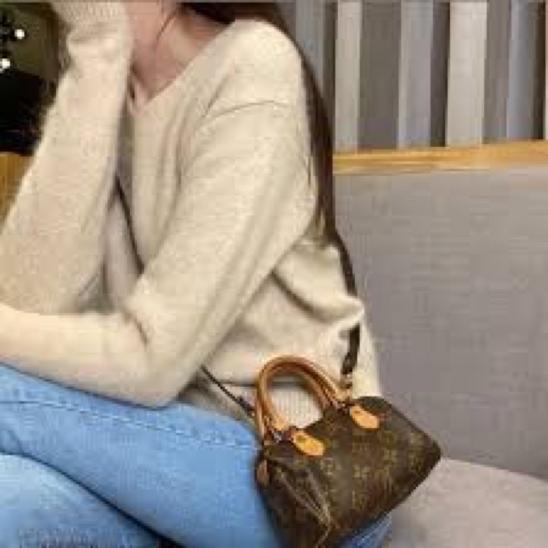 《二手正品》Louis Vuitton speedy mini Boston bag LV老花迷你波士頓 附背帶 鏈帶 | 蝦皮購物
