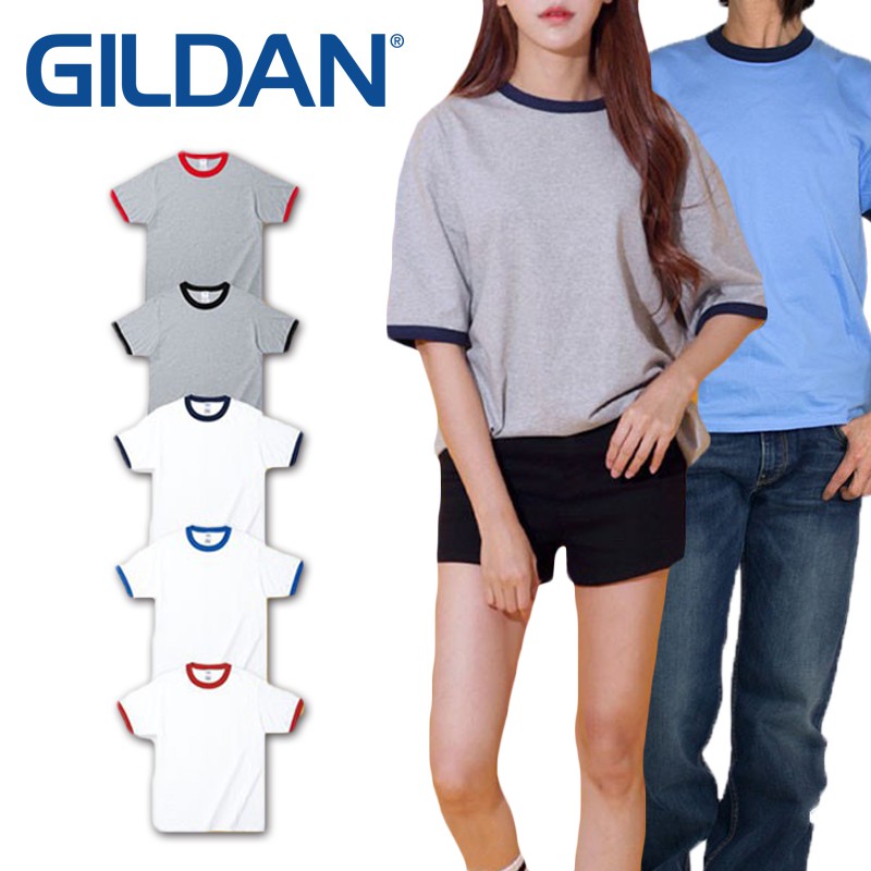 【JDUDS】【隔日到貨】GILDAN 76600寬鬆衣服 短袖衣服 滾邊T恤 短T 夏裝 素T 撞色T 情侶 附發票 | 蝦皮購物