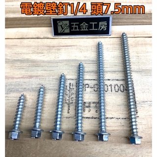 《五金工房》電鍍1/4六角壁釘100裝/藍波釘/鑽兼鎖/裝潢五金/鑽兼鎖/牆面裝修/鐵工建築/鋁窗固定 | 蝦皮購物