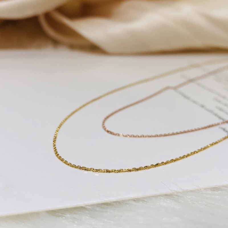 🇹🇼《台灣現貨24小時出貨》義大利原裝進口細版(Au585)14K金素鍊、鎖骨鍊、頸鏈 | 蝦皮購物