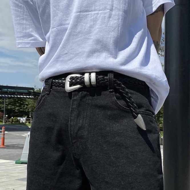 [Simon.co] HOLY IN CODE 暗黑 編織 雙環 鐵尾巴 皮帶 | 蝦皮購物