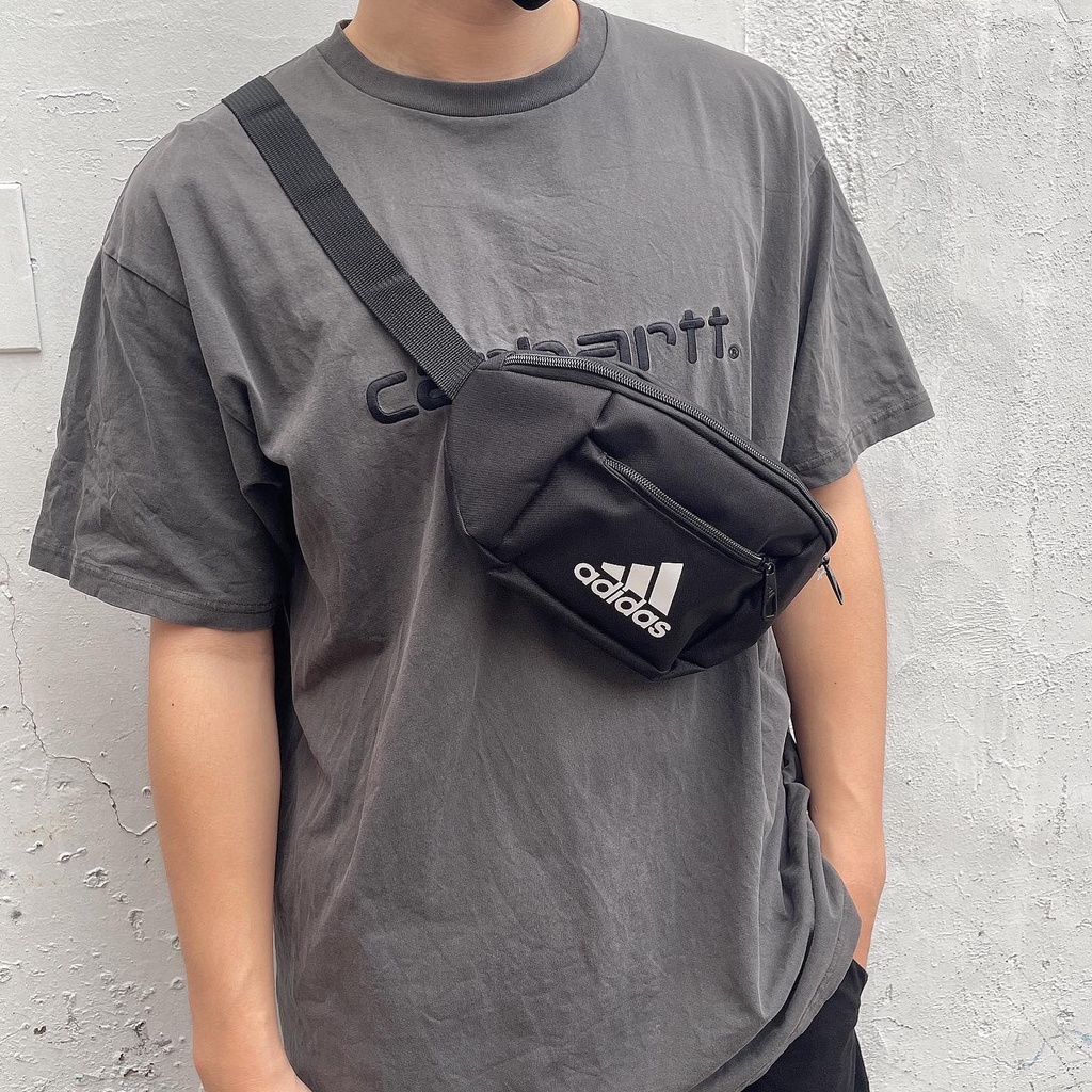 ☆BSTN☆ 現貨 Adidas 經典logo 側背腰包 小包 側背 男女款 黑 經典 ED6876 | 蝦皮購物
