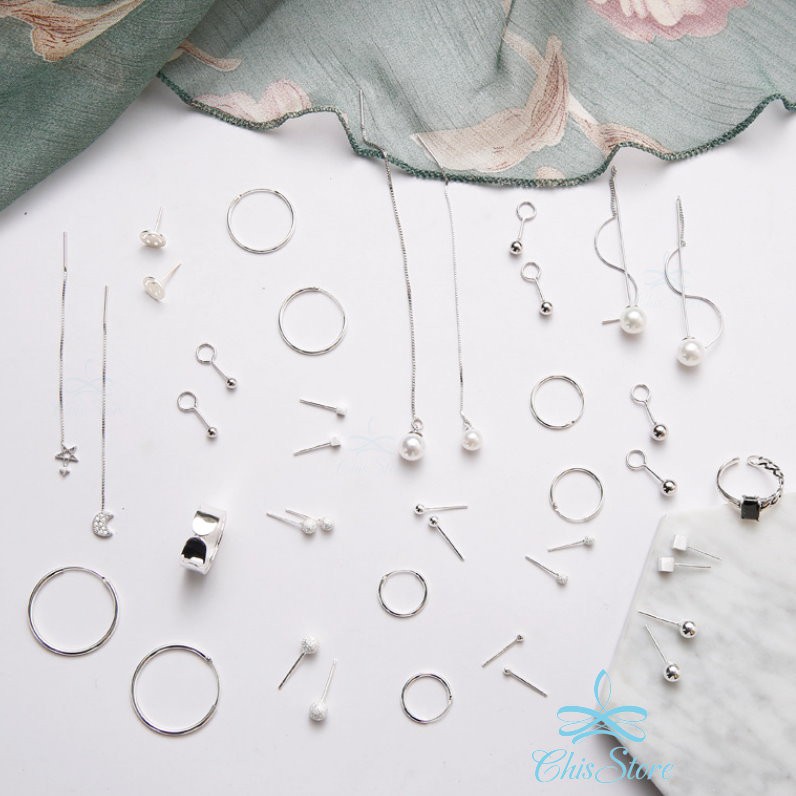 CHISSTORE【純銀耳環特輯】韓國 防過敏耳環 大圈圈 耳珠耳環 耳垂 耳線 男 圓型耳環 S925 純銀耳環 耳釘 | 蝦皮購物