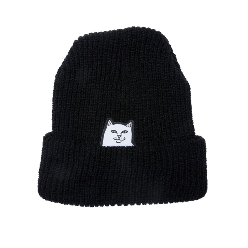{ POISON } RIPNDIP LORD NERMAL BEANIE 中指貓經典款反摺毛帽 黑 | 蝦皮購物