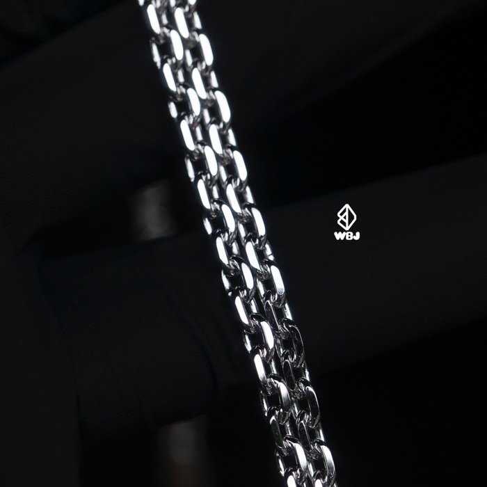 Wbj訂製珠寶 4mm實心純銀十字鍊 古巴鍊 編織鍊 蛇骨鍊 電鍍30u厚白金鎖骨鍊 | 蝦皮購物