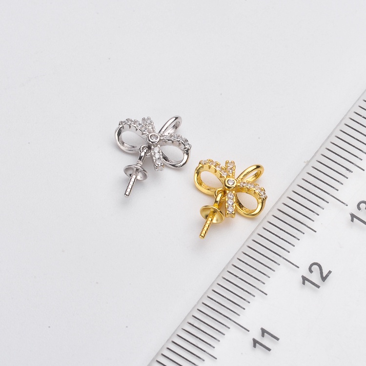 阿姬寶>GA236-DIY珍珠配件 S925銀 蝴蝶結珍珠玉石吊墜項墜空托 配8-12mm圓橢珠 | 蝦皮購物