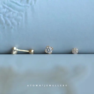 =現貨= ATOWN 輕珠寶 純9K黃金 小花耳骨釘單鑽滿鑽迷你螺絲耳釘耳環耳扣 | 蝦皮購物