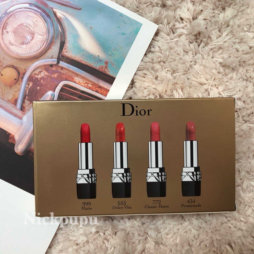 現貨 Dior 迷你藍星唇膏 口紅四件組 Mini Rouge Dior Lipstick Set 禮盒組合 | 蝦皮購物