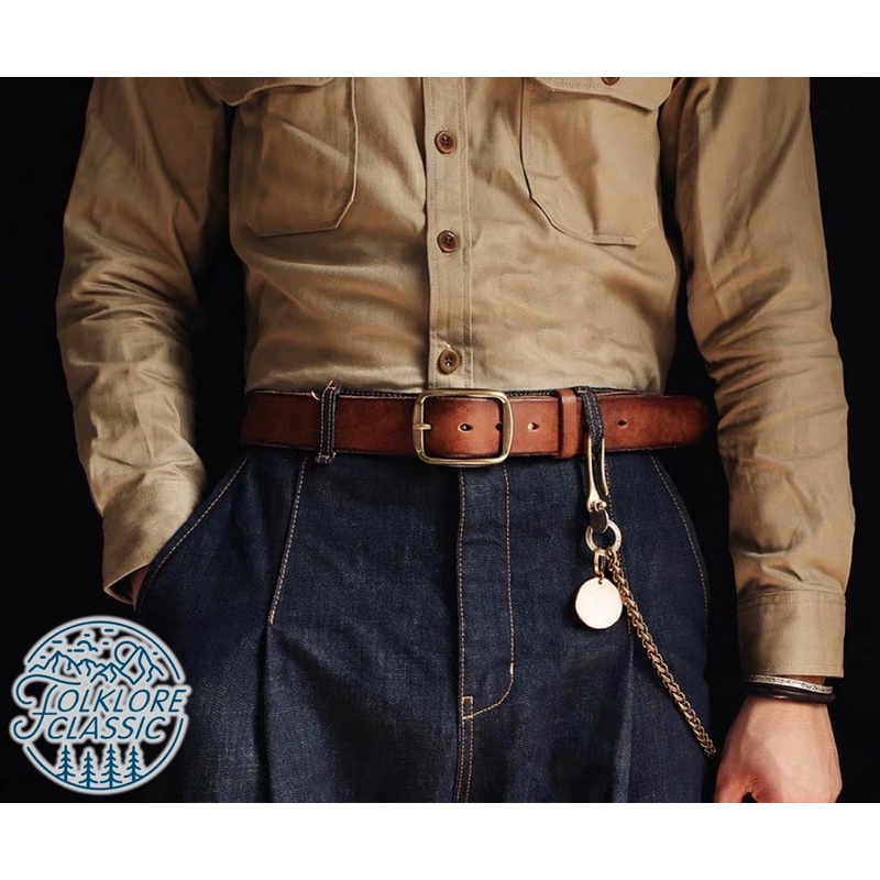 現貨 Folklore Classic 三色 復古手工義大利頭層植鞣真皮黃銅簡約方釦皮帶 腰帶 | 蝦皮購物