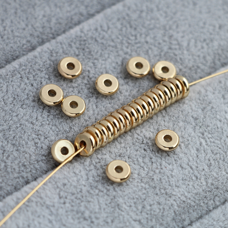 隔珠 diy 14K 包金 50顆 光面 大小扁隔片 3-8mm | 蝦皮購物