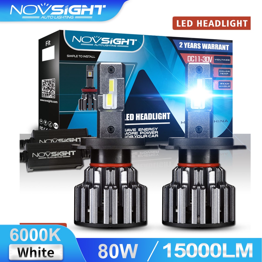 ★Novsight F03 H4 9003 HB2 LED大燈 頭燈 80W 6000K 15000LM 超亮 兩顆裝 | 蝦皮購物