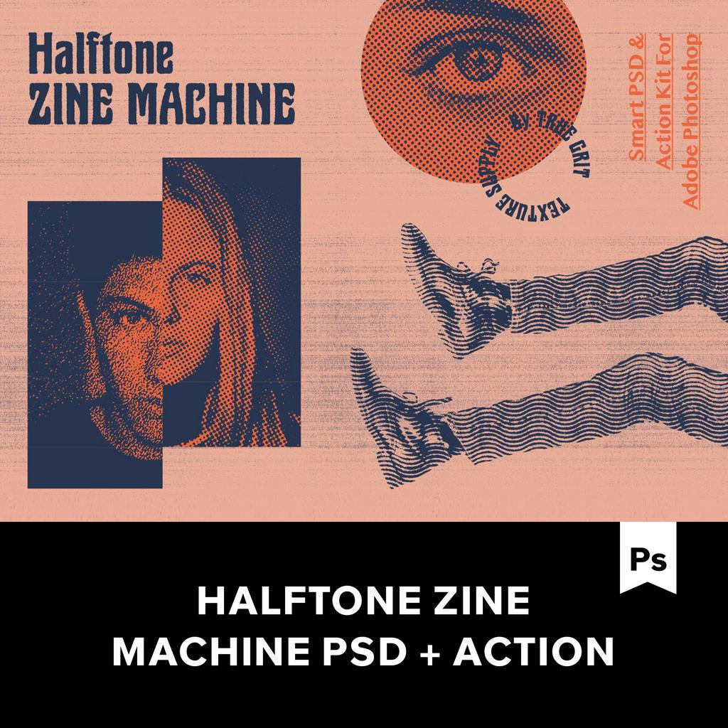 Halftone Zine 潮流復古流行半調圖像特效生成樣機.M2020061701 | 蝦皮購物