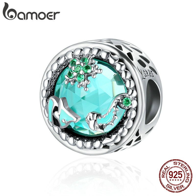 Bamoer 925 純銀神秘海洋魅力珠子適合女士魅力手鍊 DIY 石首飾 SCC246 | 蝦皮購物