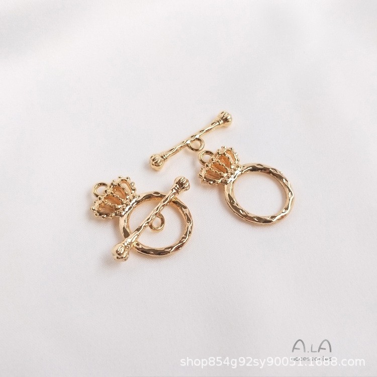 Ala(銅制品）-14K包真金色保色配件皇冠貓咪心形款OT扣diy手工手鏈項鏈首飾連接扣 | 蝦皮購物