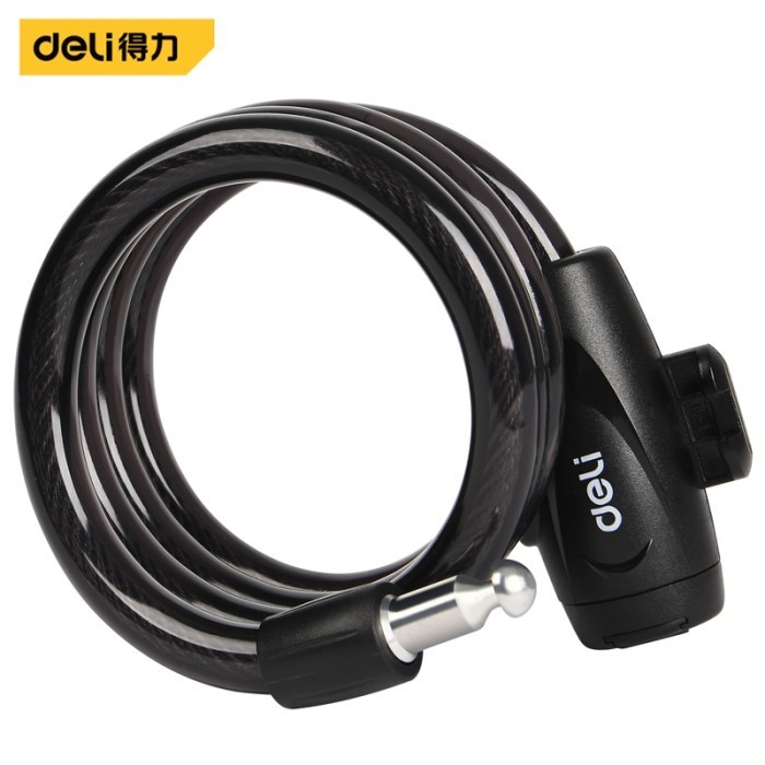 Deli 鋼纜鎖自行車掛鎖帶 DL 防盜鎖508001 | 蝦皮購物