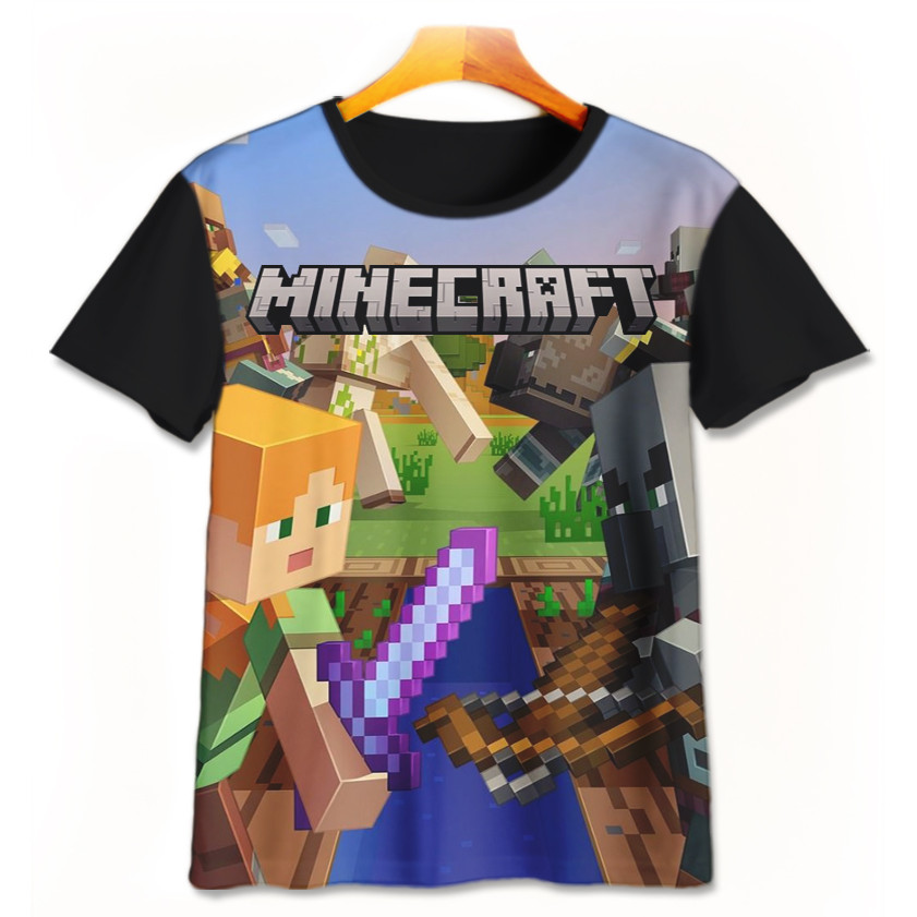 可愛兒童t恤卡通遊戲minecraft Season 2 C3卡通電影絲網印刷3D前後男女通用可定制1-12歲兒童 | 蝦皮購物