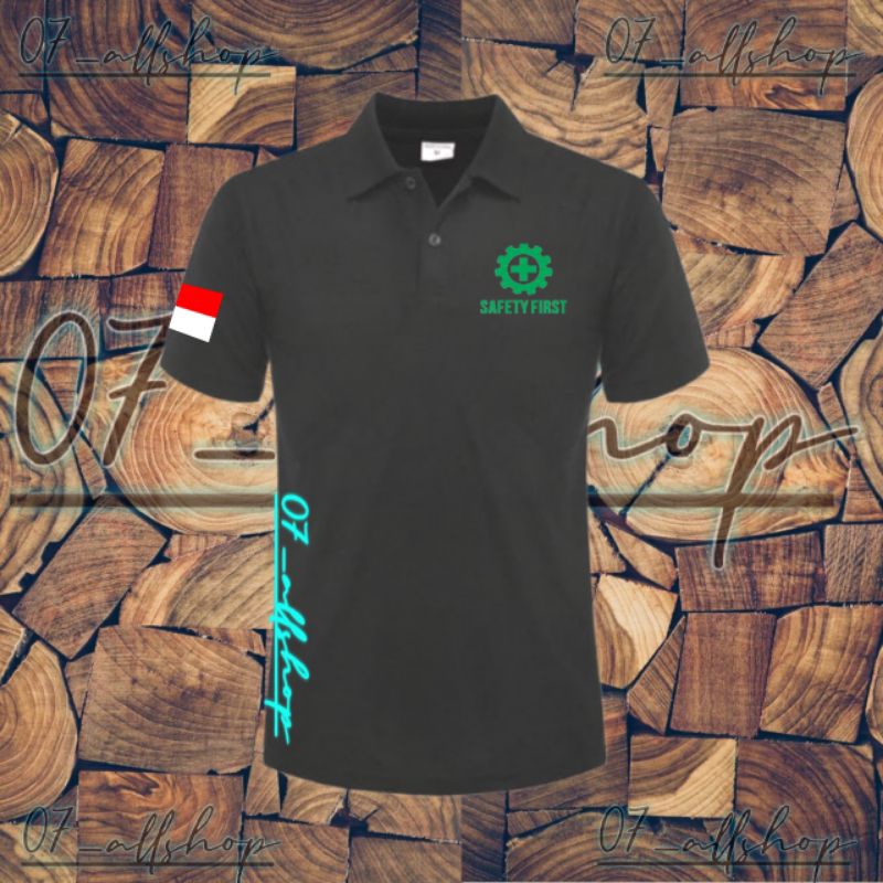 Polo Shirt Distro 領襯衫 SAFETY FIRST LOGO BENDERA Polos 定制印尼男女 | 蝦皮購物