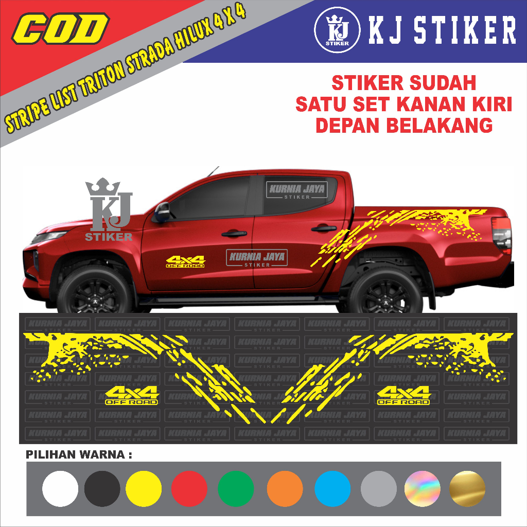 MITSUBISHI Kj Sticker 條紋清單貼紙三菱 Strada Triton Hilux 4 X 4 代碼 | 蝦皮購物