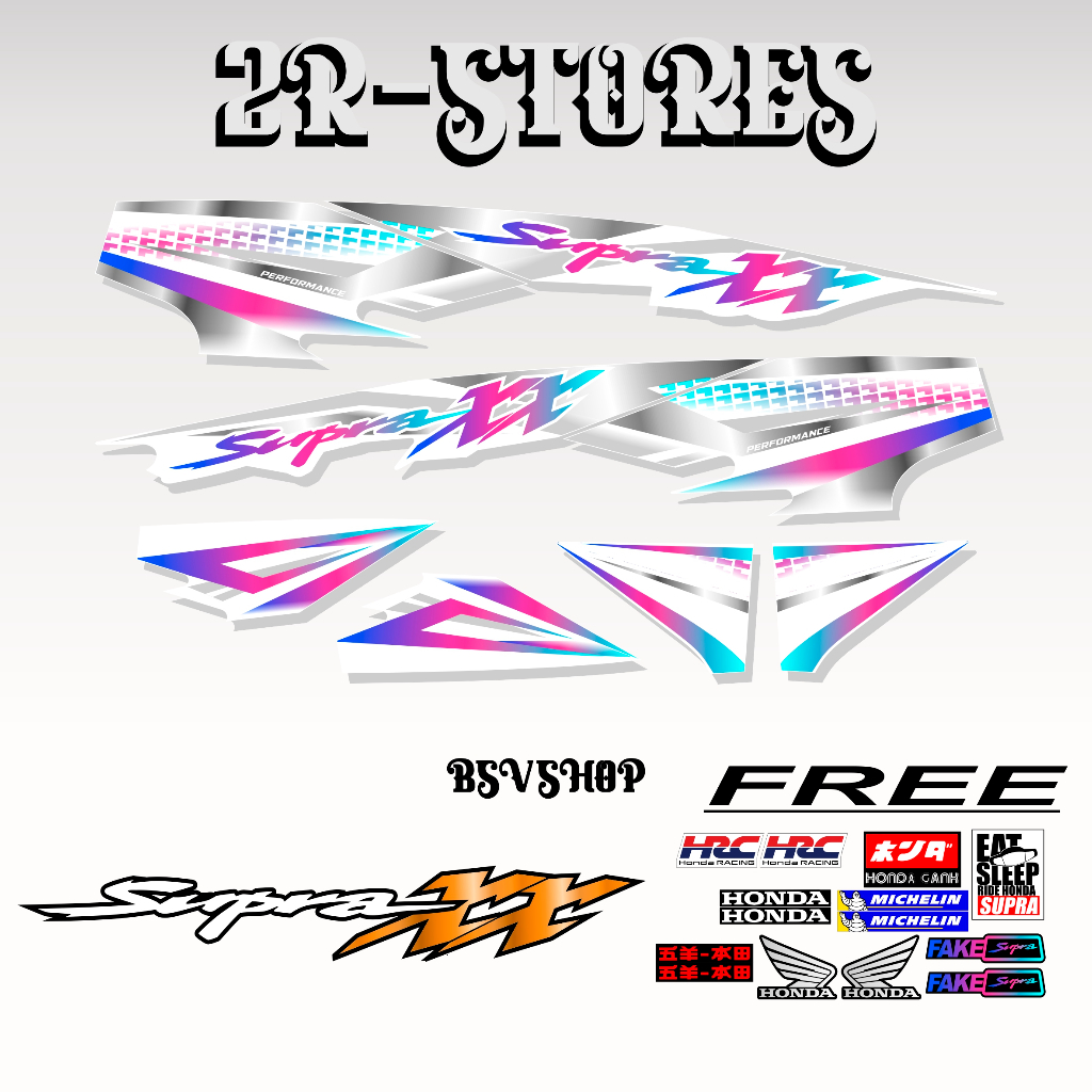 HONDA Putih Striping supra xx 雙 x 彩虹 03 棒本田 supra 2 x 基本白色 | 蝦皮購物