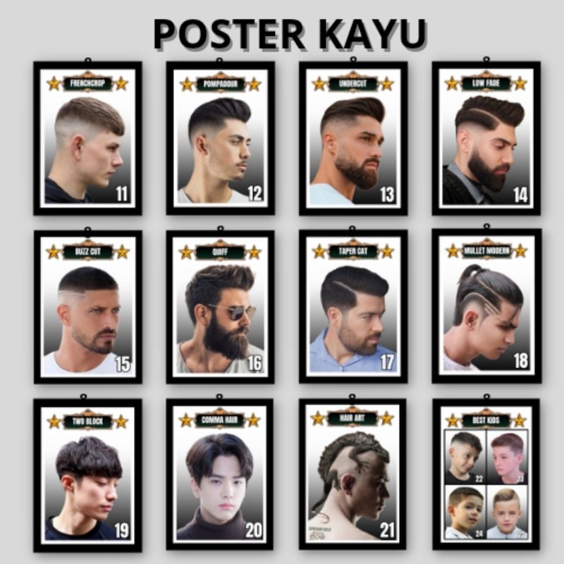 Peralatan KAYU 木製海報理髮店理髮模型海報理髮師最新酷剃須刀模型rumbut髮型海報牆海報理髮工具理髮剪刀 | 蝦皮購物